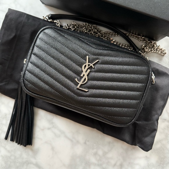 Yves Saint Laurent | Bags | Ysl Mini Lou Black Chevron Quilted ...